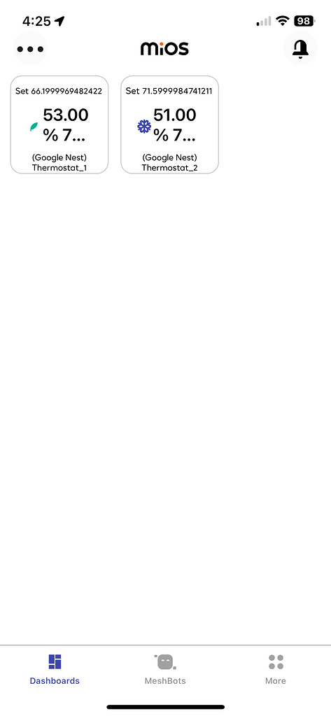 Issues with Thermostat tiles in new "Native Dashboard" in Mios iOS app - General Discussions ...